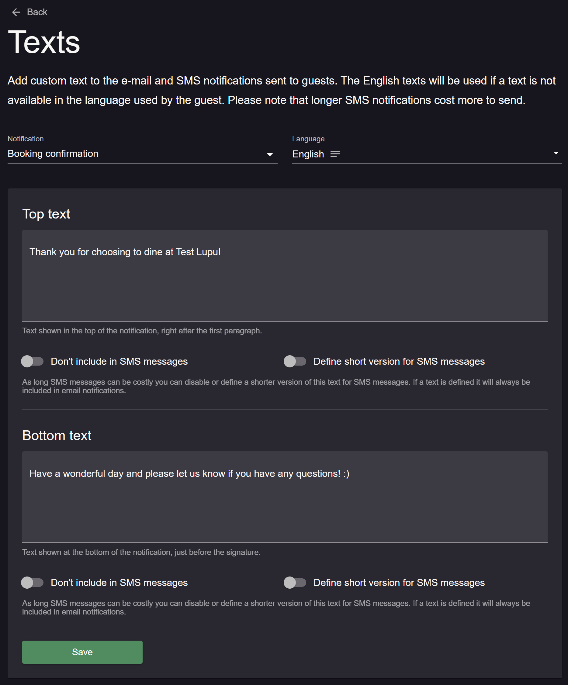 How to customize booking notifications – Resos - Restaurant Booking System