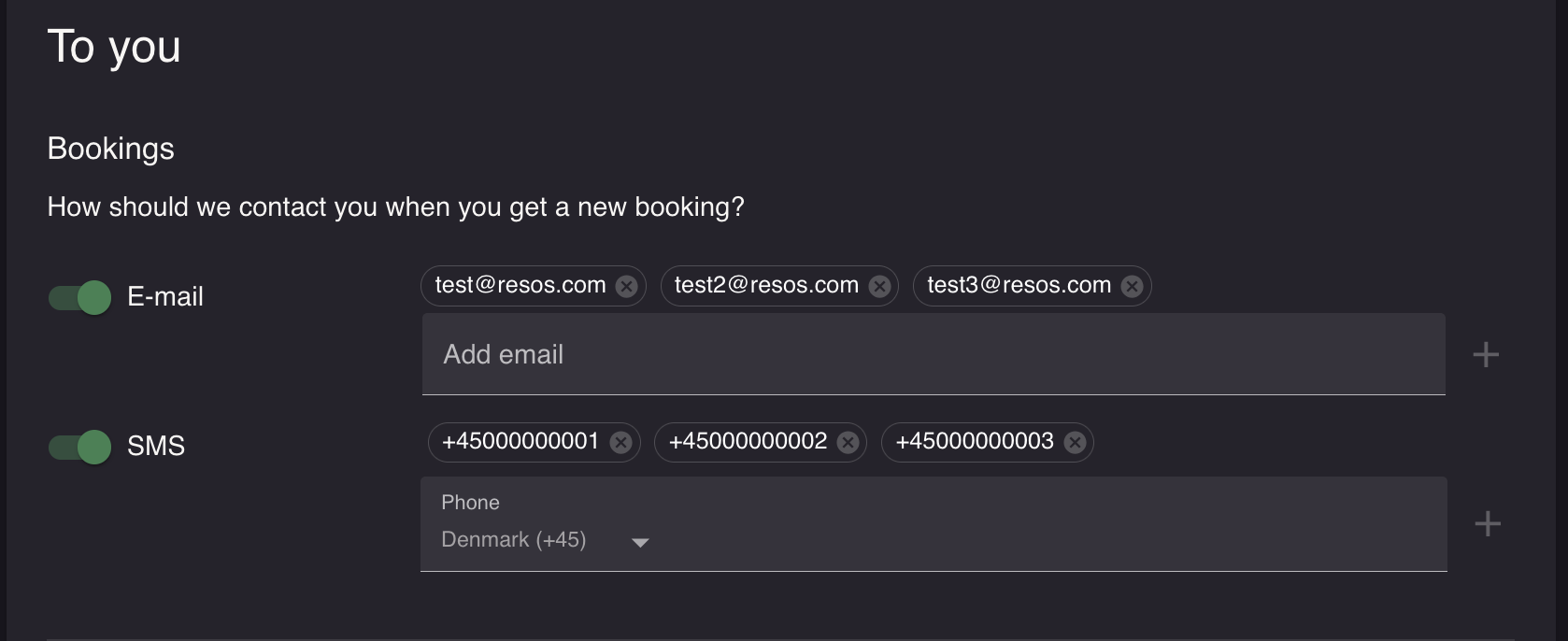 New: Multiple contacts for booking confirmations – resOS